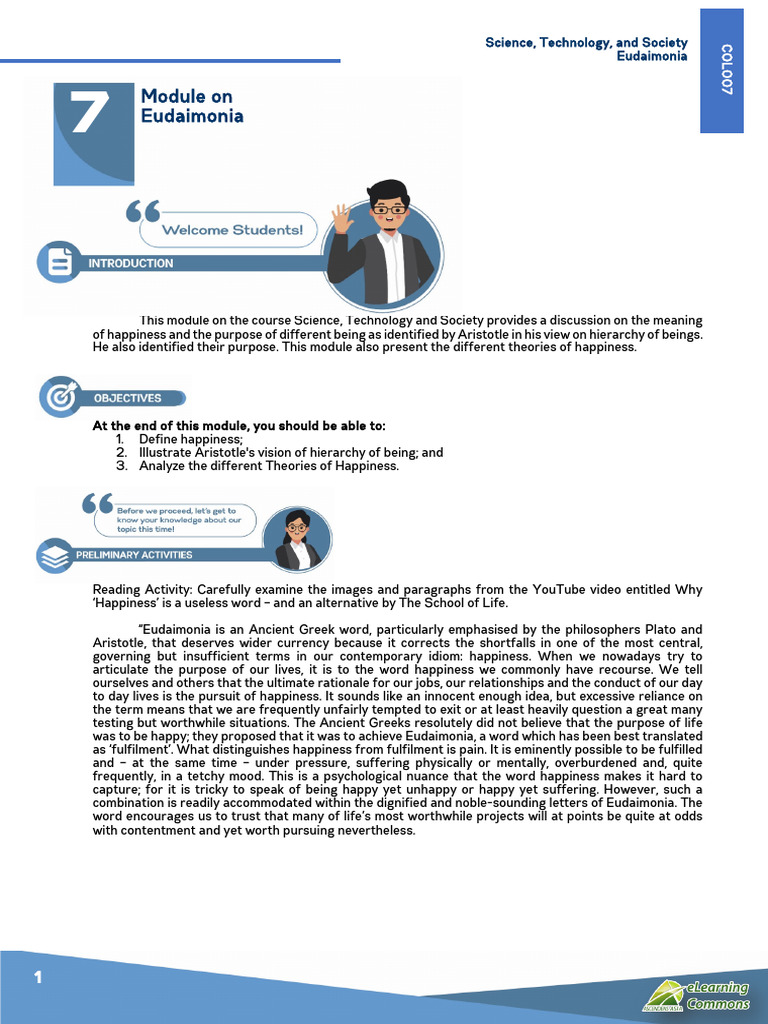 COL007 Module No. 7 - DAM - Old Version | PDF | Happiness | Hedonism