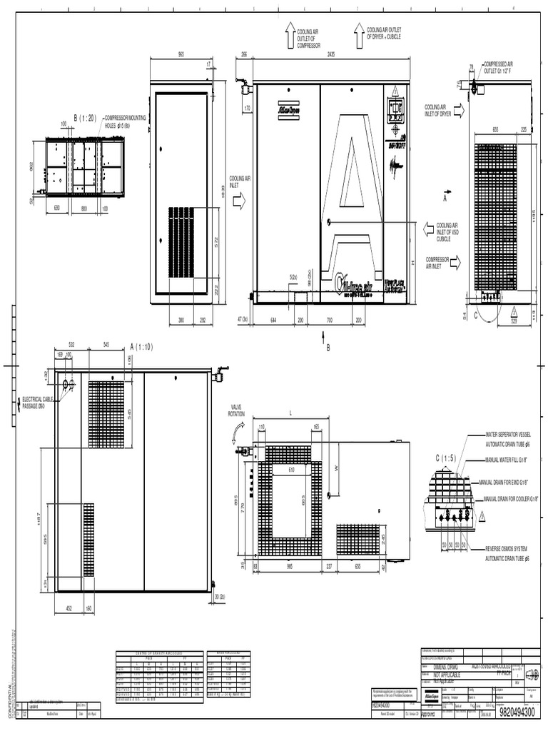 AQ 30-55 VSD Aircooled Dimension Drawing en 9820494300 | PDF ...