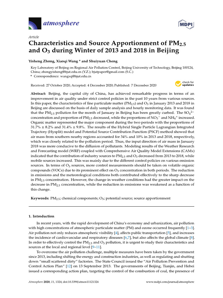 Beijing, China WRF-Chem O3, PM2.5 | PDF