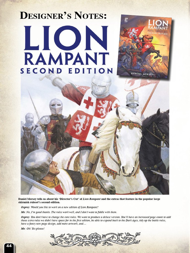 Lion Rampant 2nd Ed Design Notes | PDF | Cavalry | Warfare Of The ...