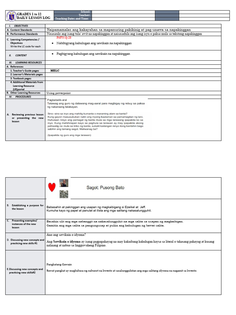 FILIPINO - Q1-W7 Day2 | PDF | Cognitive Science | Human Communication