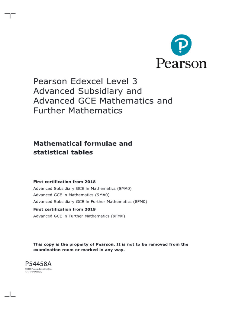 Formulae Booklet | PDF