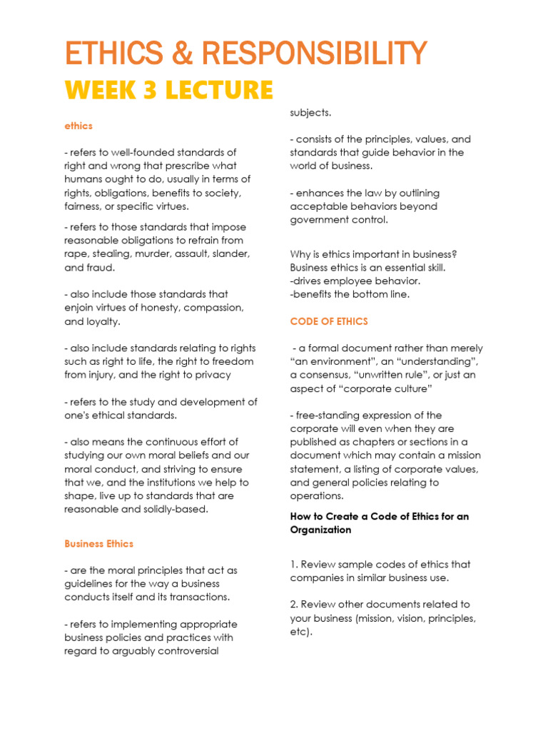 Ethics WEEK 3 2ND SEM | PDF | Business Ethics | Applied Philosophy