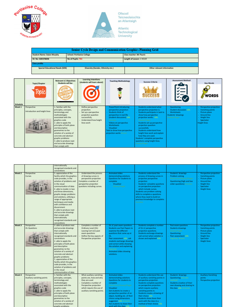 Planning Grid DCG | PDF | Perspective (Graphical) | 3 D Computer Graphics