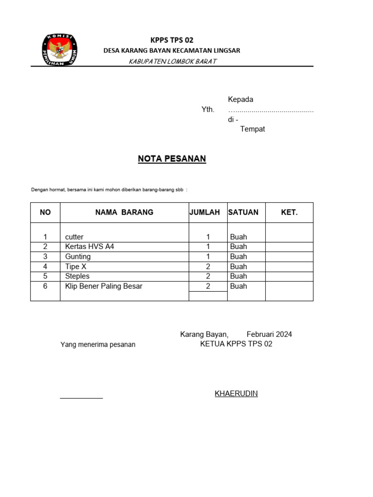 Contoh SPJ Bop | PDF