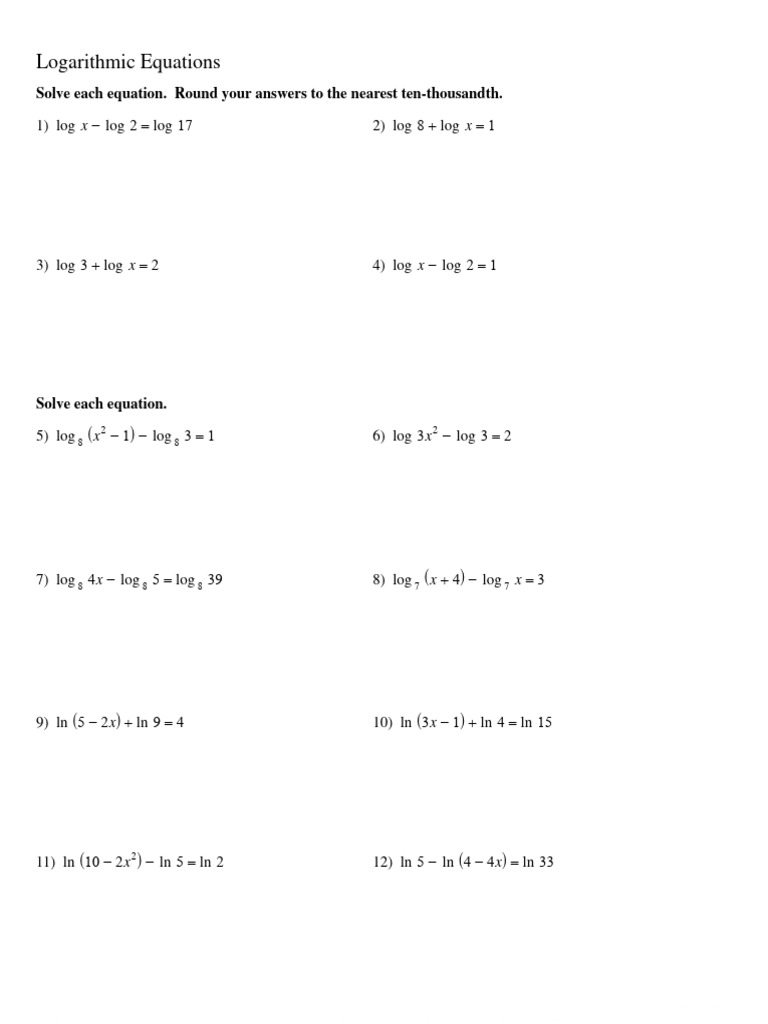 03 - Logarithmic Equations Hard | PDF | Functions And Mappings ...
