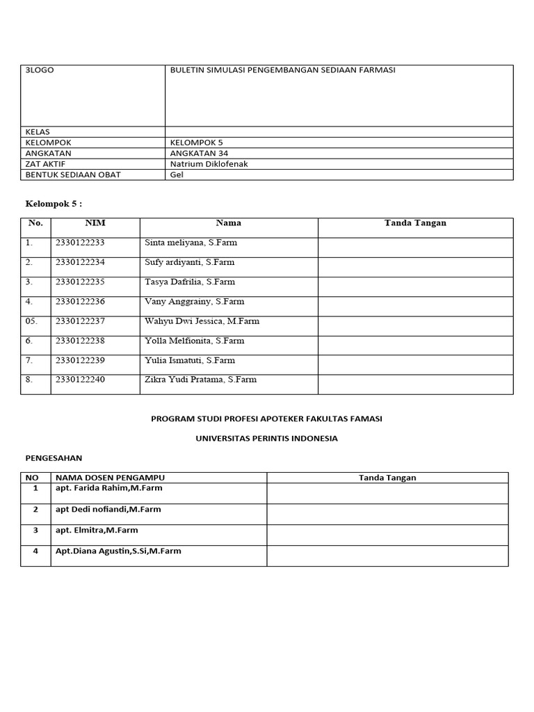 Buletin Gel Natrium Diklofenak (Buk Revi) | PDF | Sains & Matematika