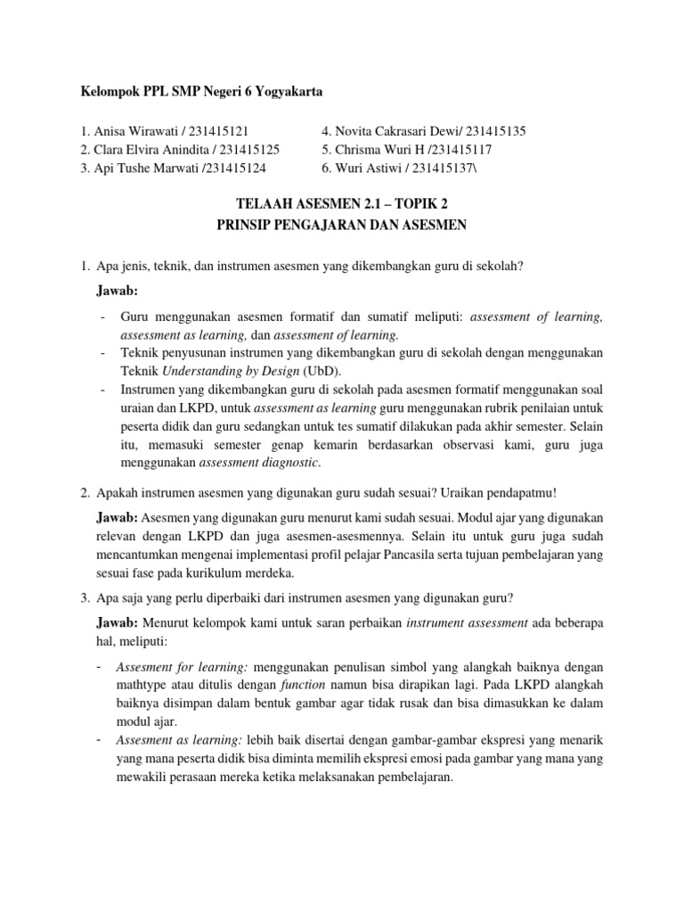 Kelompok Tugas Kelompok 2.1. Telaah Instrumen | PDF