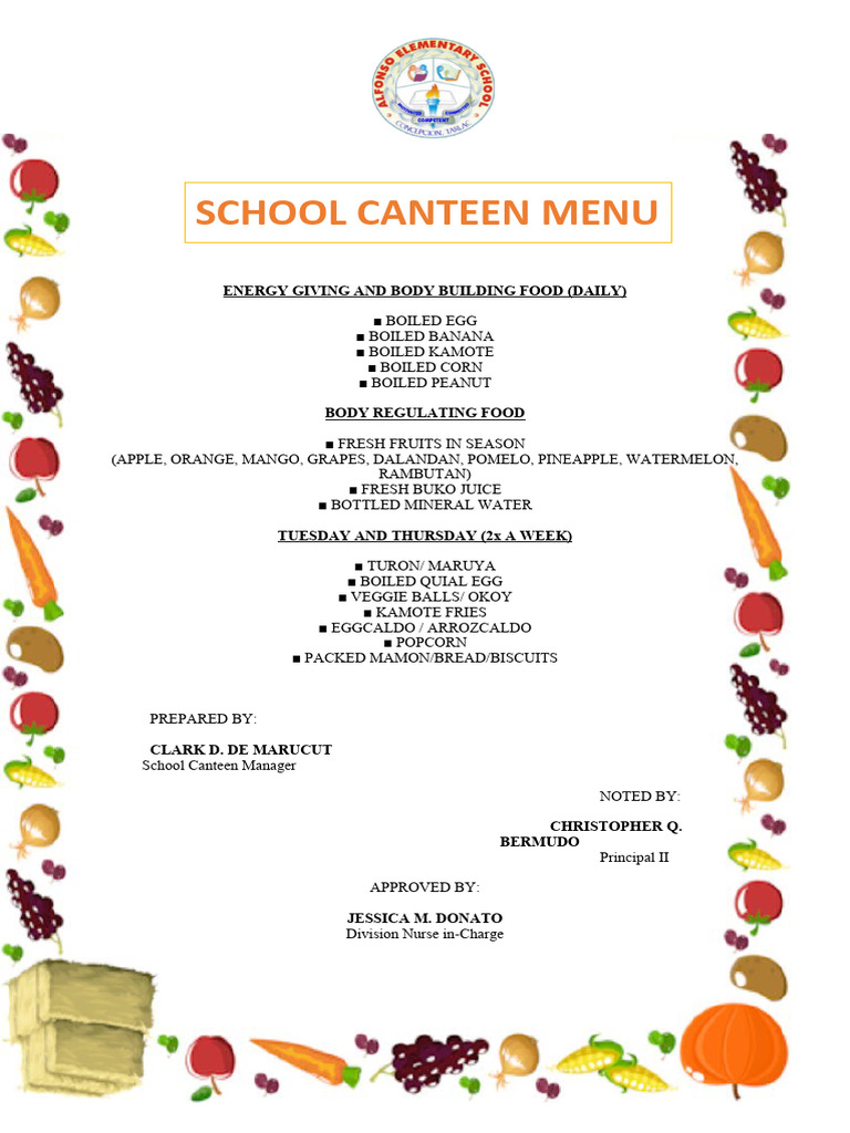School Canteen Menu | PDF