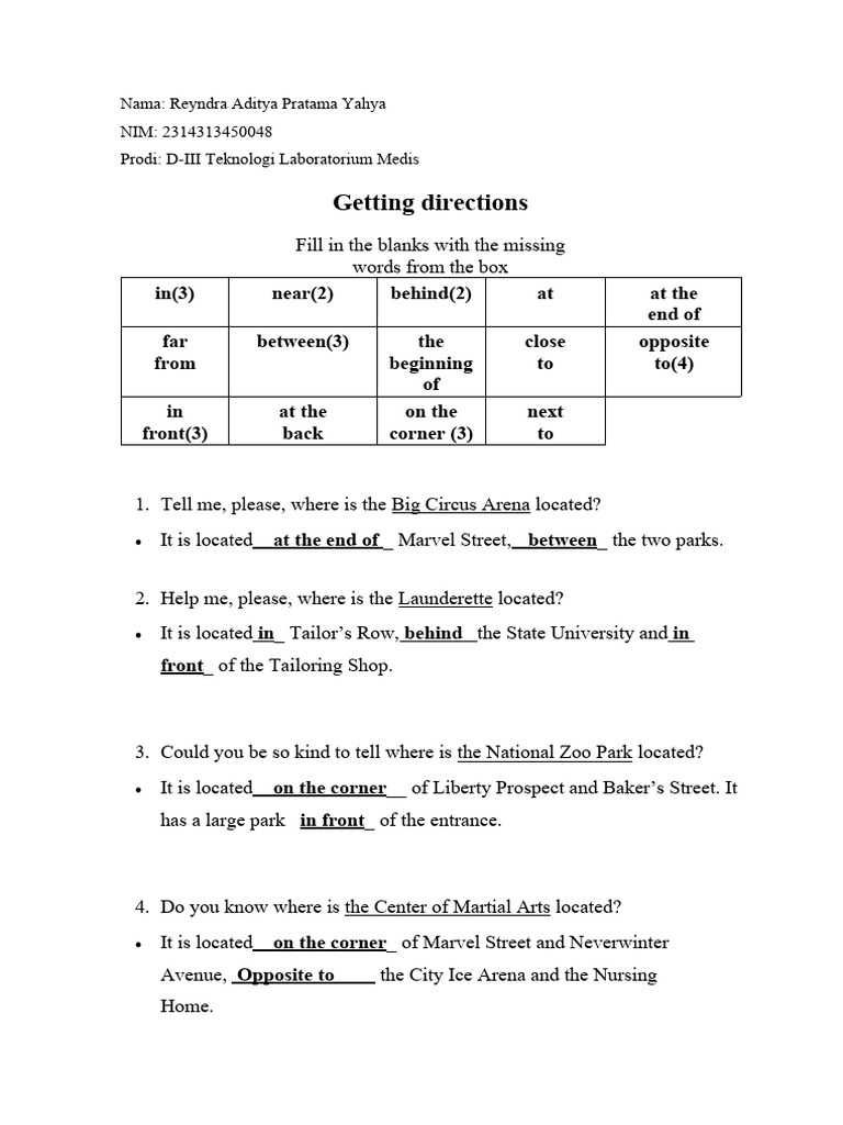 Location Descriptions and Directions | PDF | Home & Garden | Science ...