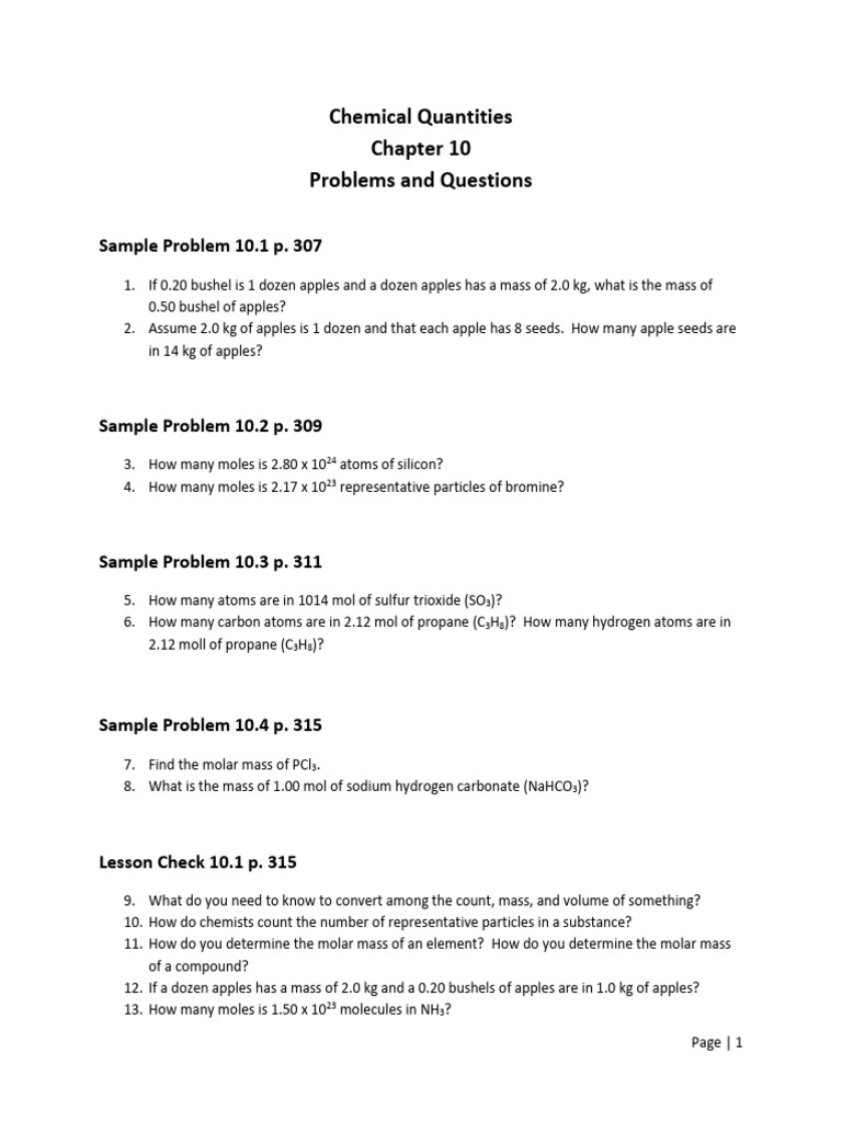 Sample Problem 102 P 309 | PDF | Mole (Unit) | Chemistry