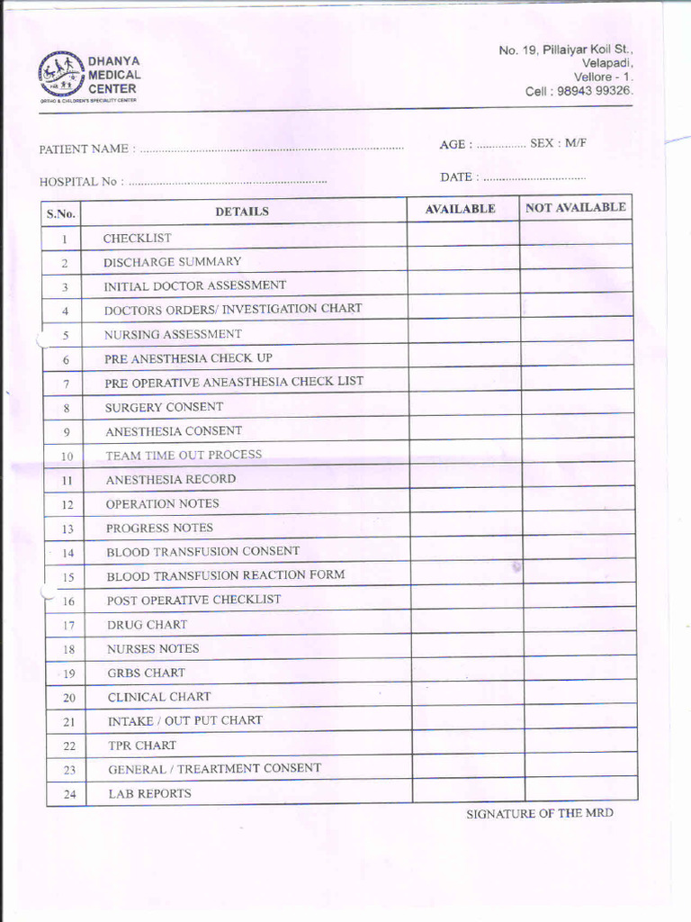 MRD Checklist-1 | PDF