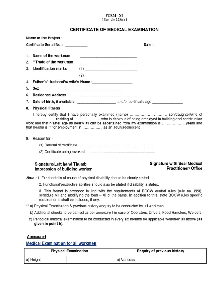 Form 11 | Download Free PDF | Physical Examination | Thorax