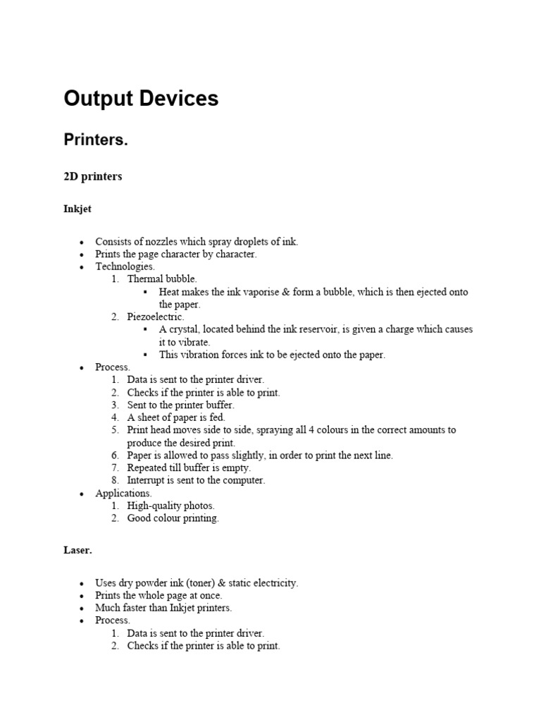 Output Devices | PDF | Printer (Computing) | Backlight
