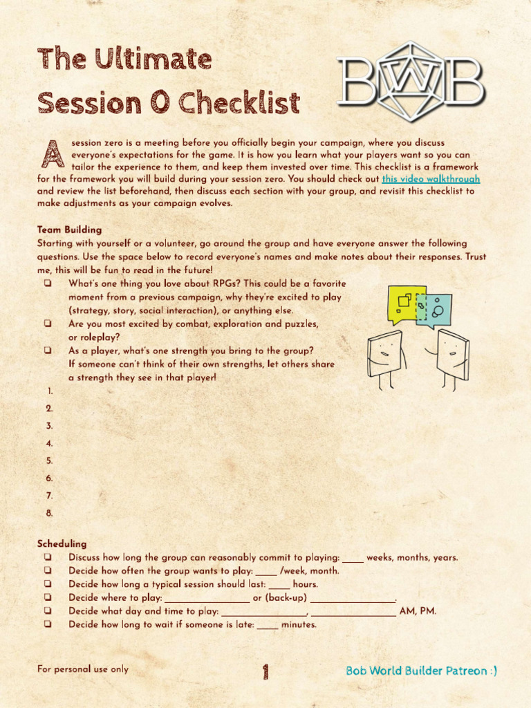 Ultimate Session 0 Checklist Fdafdsfaf | PDF