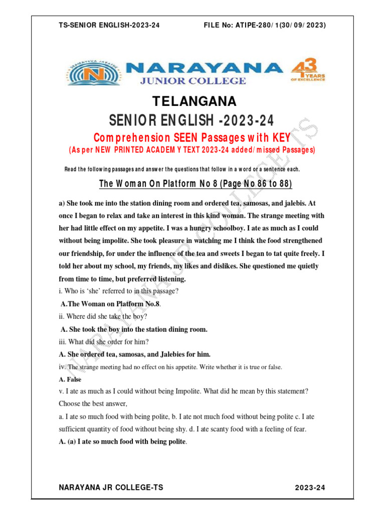 Senior English Comprehension Passages | PDF | Linguistics