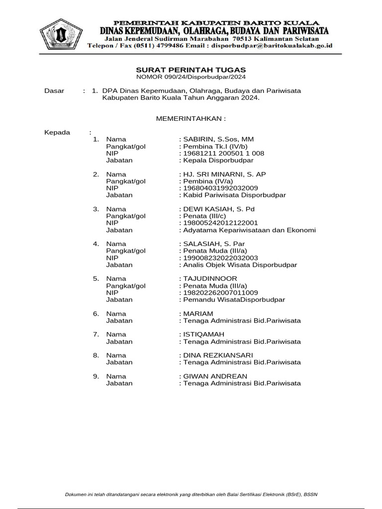 Surat Tugas Evaluasi Jejangkit | PDF