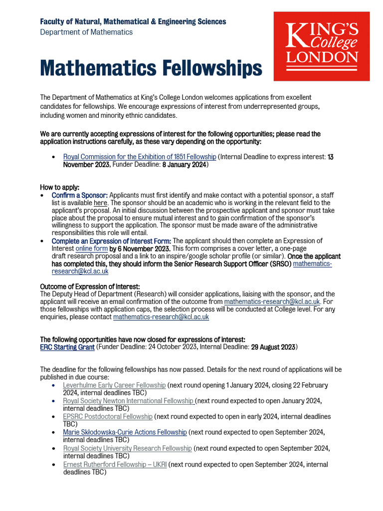 Mathematics Fellowships | PDF | Science