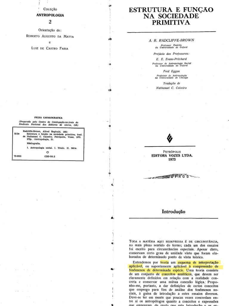 Radcliffe-Brown- Estrutura e função | PDF