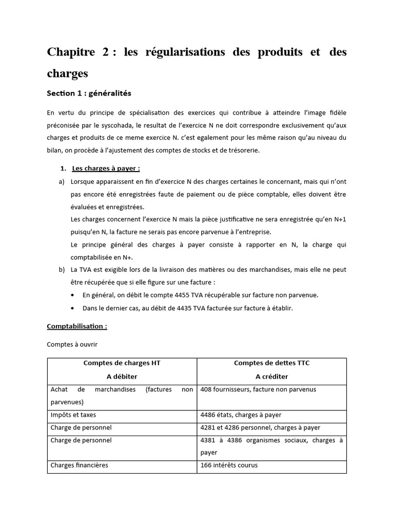 Chapitre 2: Les Régularisations Des Produits Et Des Charges | PDF