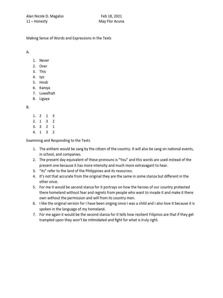 Making Sense of Words and Expressions in The Text1 | PDF
