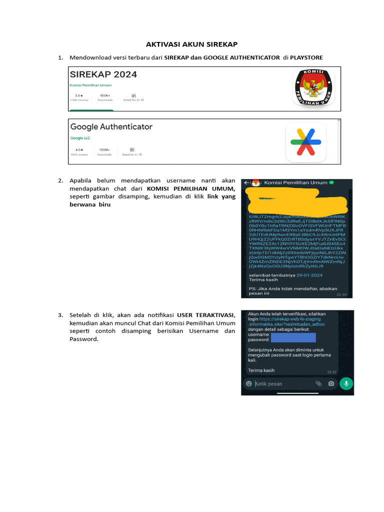 Tutorial Aktivasi Akun Sirekap | PDF