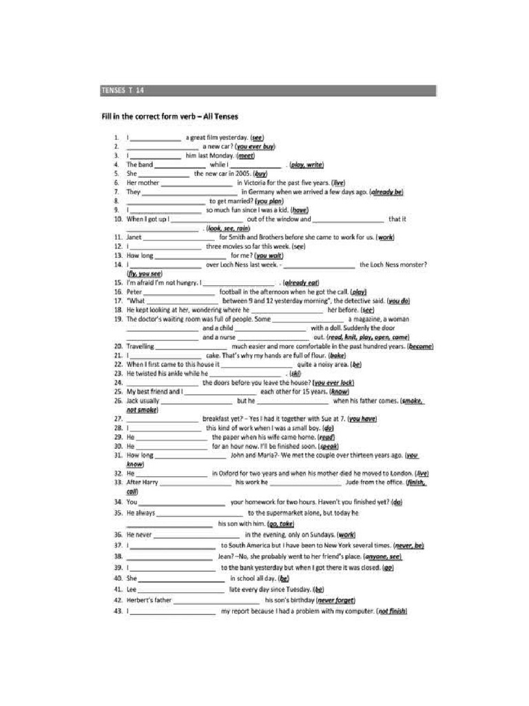 Grammar all tenses | PDF