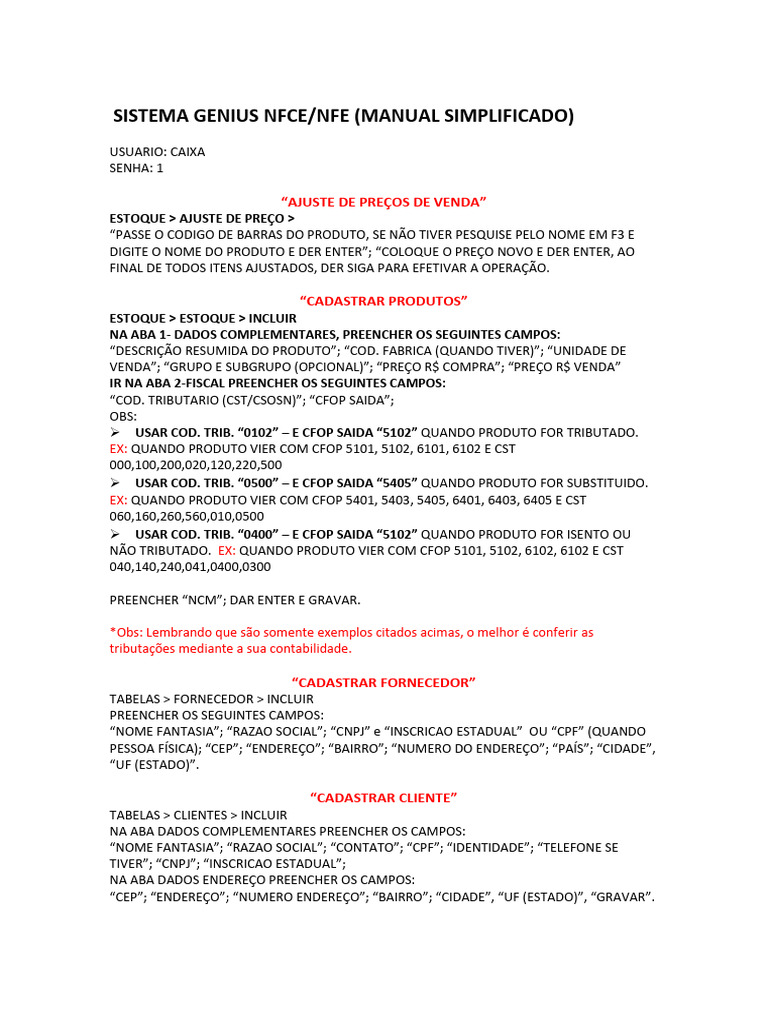 Manual Basico Sistema Genius | PDF | Código de barras