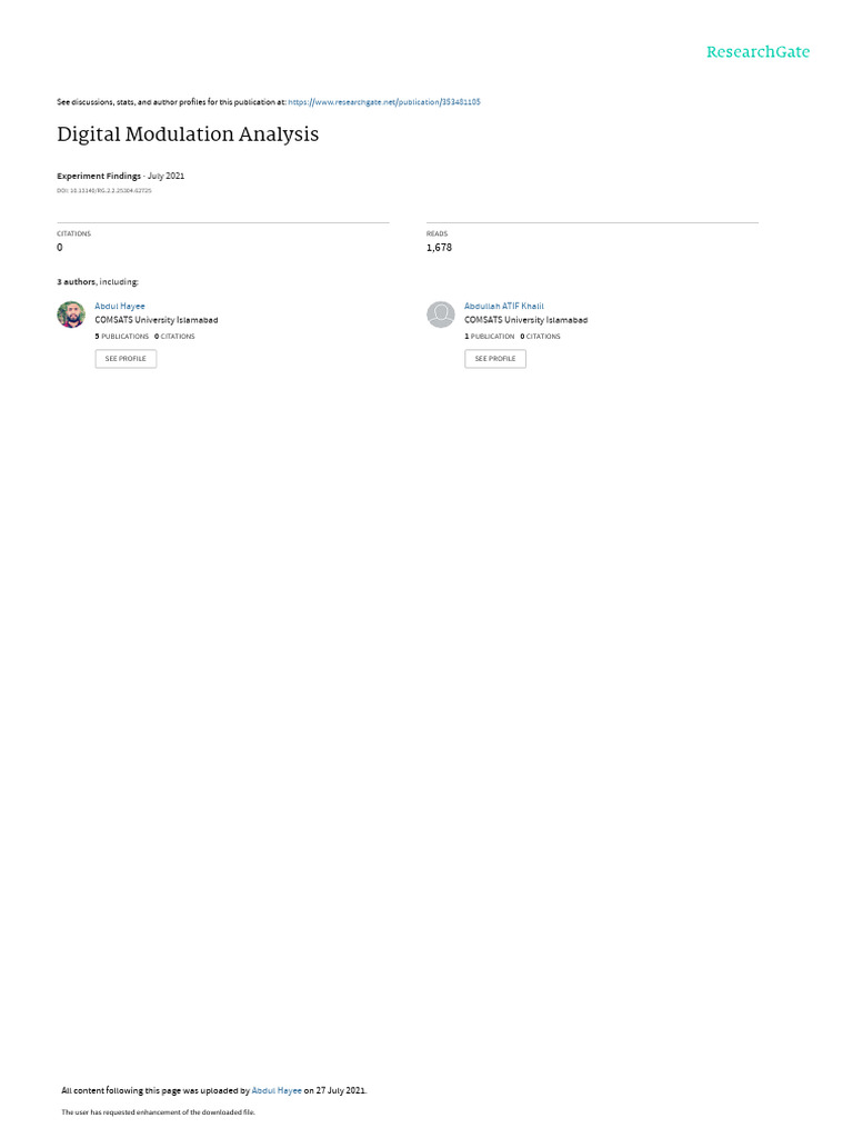 Digital Modulation | PDF | Bit Rate | Signal To Noise Ratio