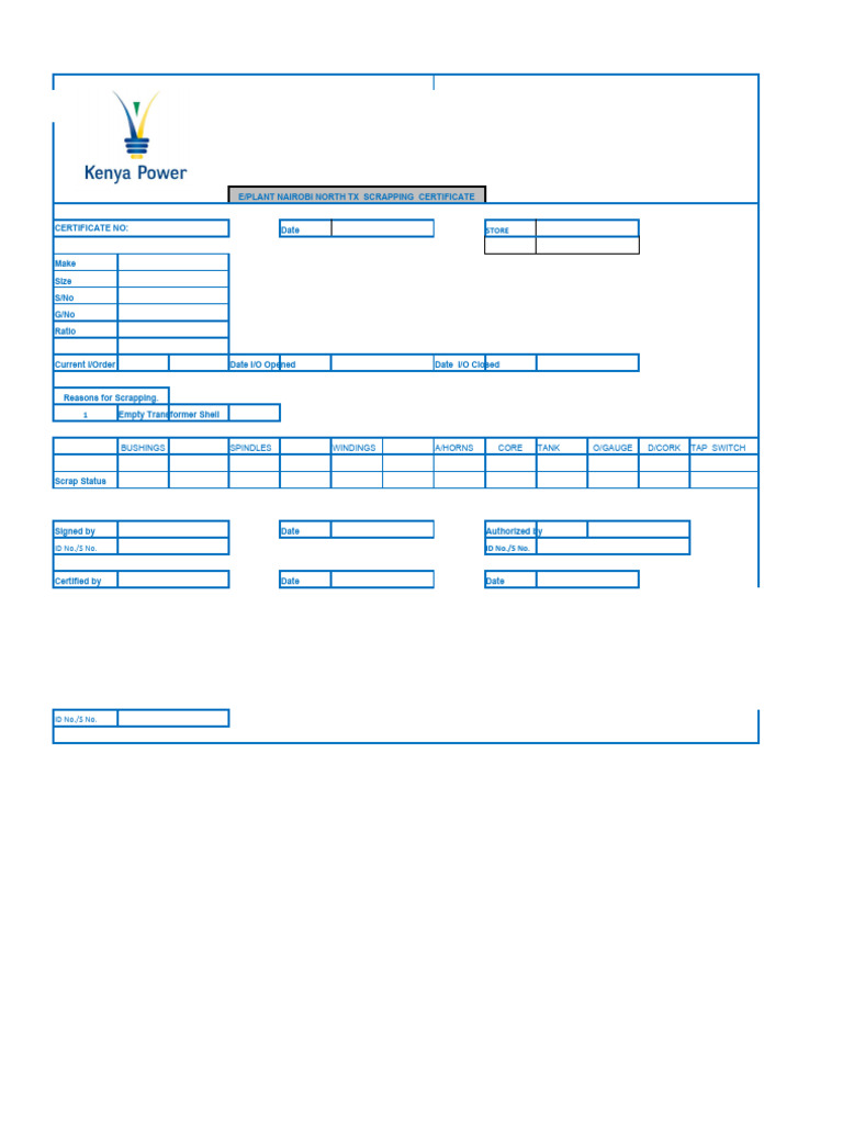 Nairobi North Scrap Certificate Template | PDF