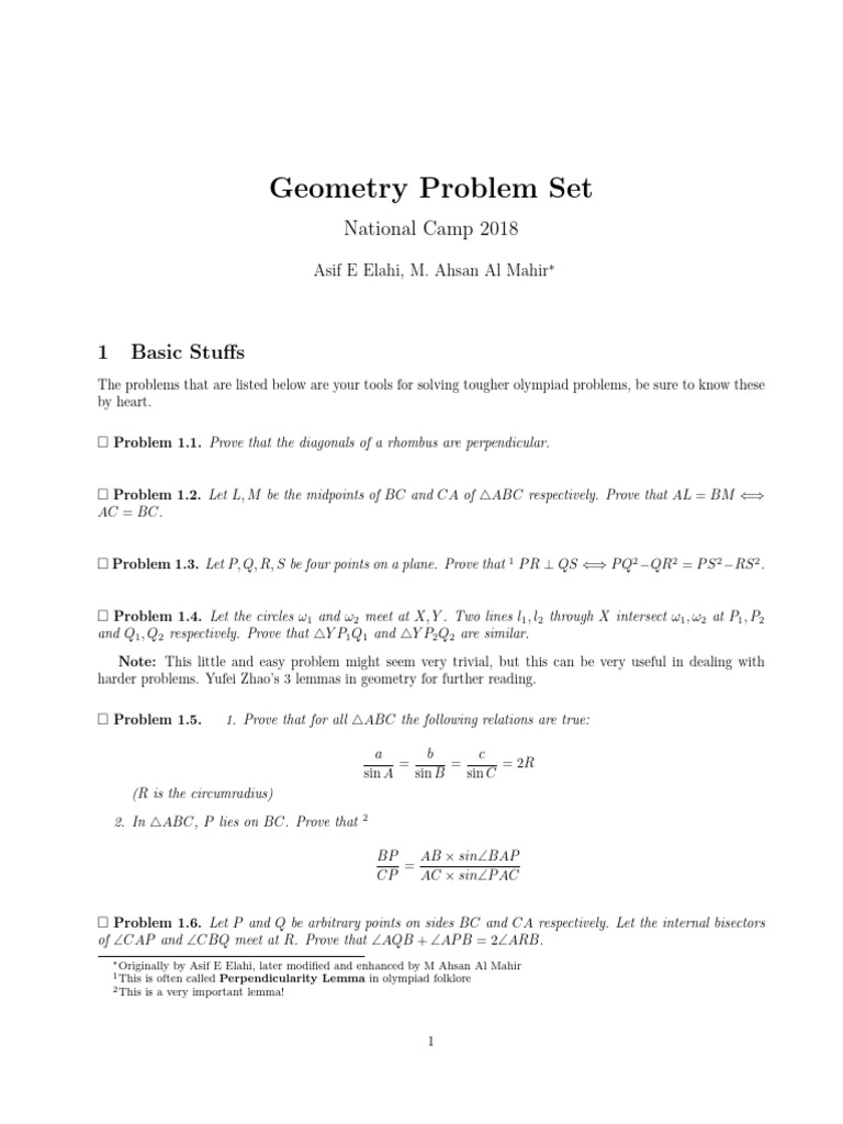 Geometry P-Set-01 | PDF | Triangle | Circle