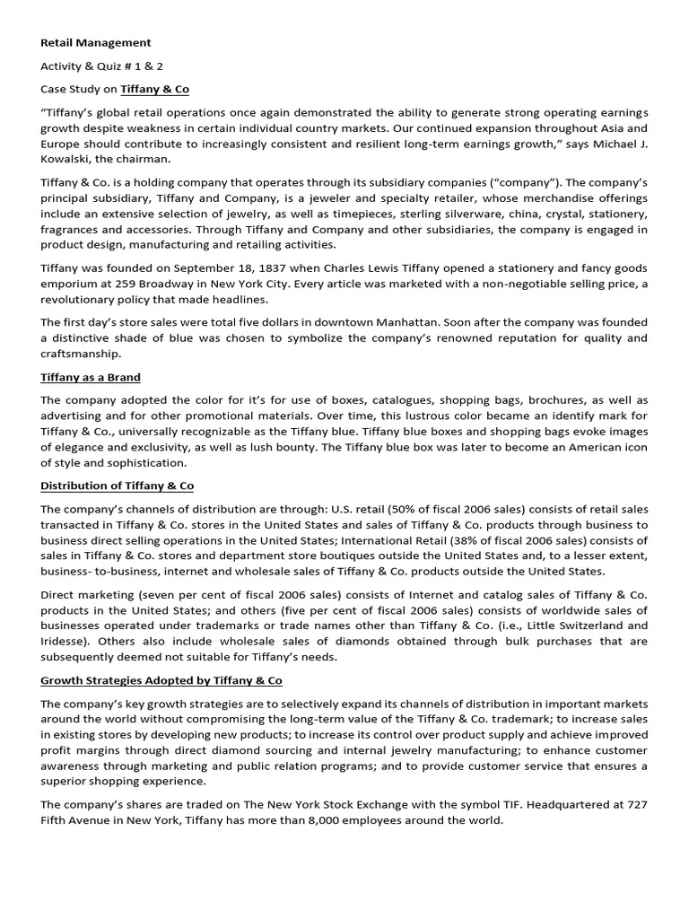 Case Study 1 2 | Download Free PDF | Retail | Sales