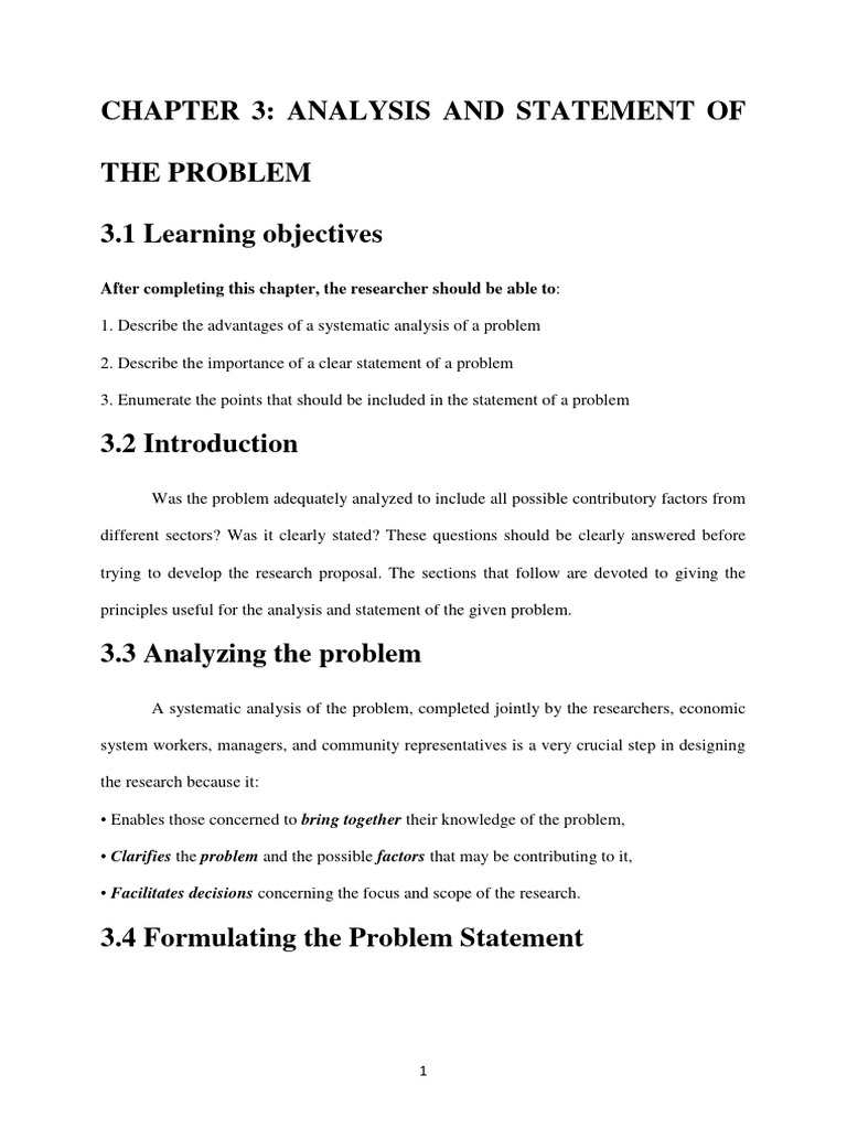 CHAPTER 3 Problem Statement | PDF | Knowledge | Cognition