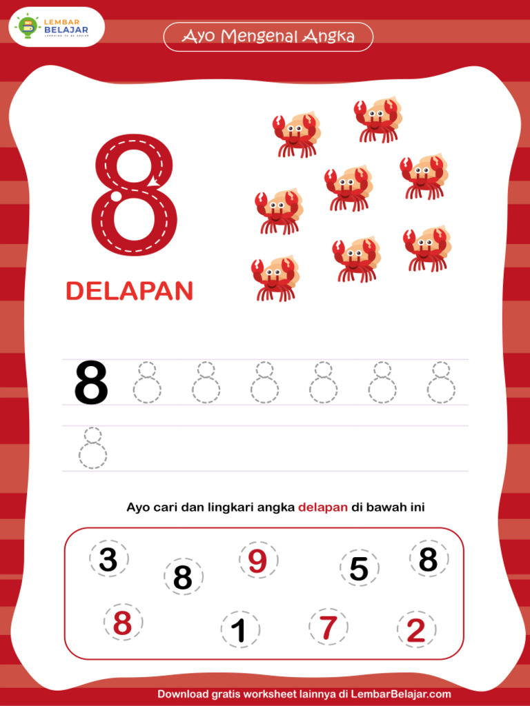 Worksheet Menulis Angka 8 | PDF
