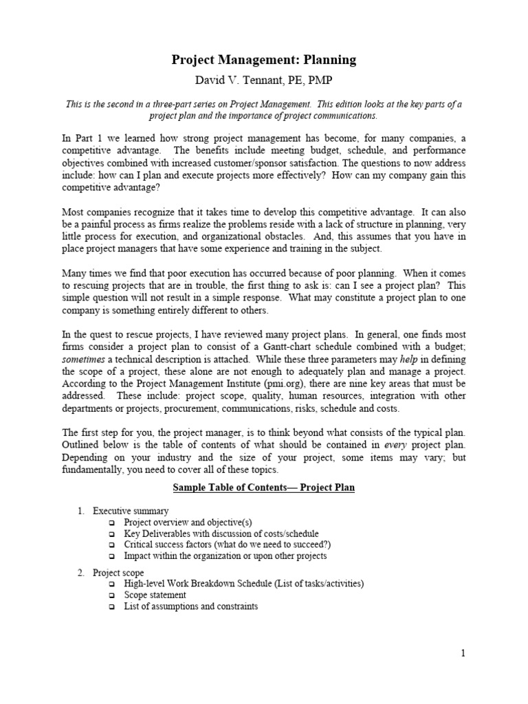 Part 2 Project Management Planning | Download Free PDF | Project Management | Business