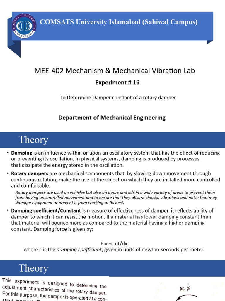 M&MV Lab Exp 16 Rotary Damper | PDF