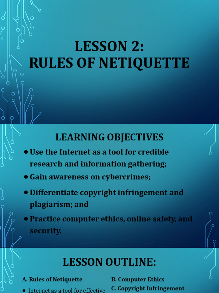 LESSON 2 - Rules of Netiquette - Students' | PDF | Copyright ...