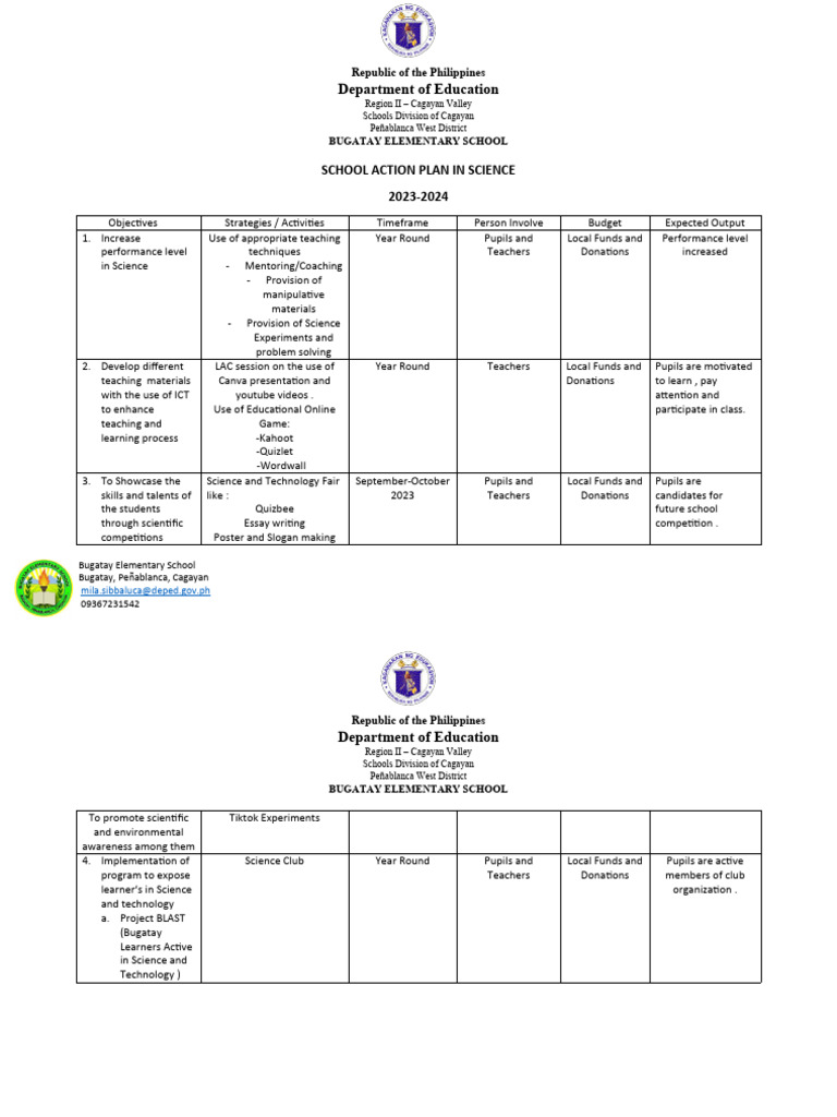 Science Action Plan | PDF