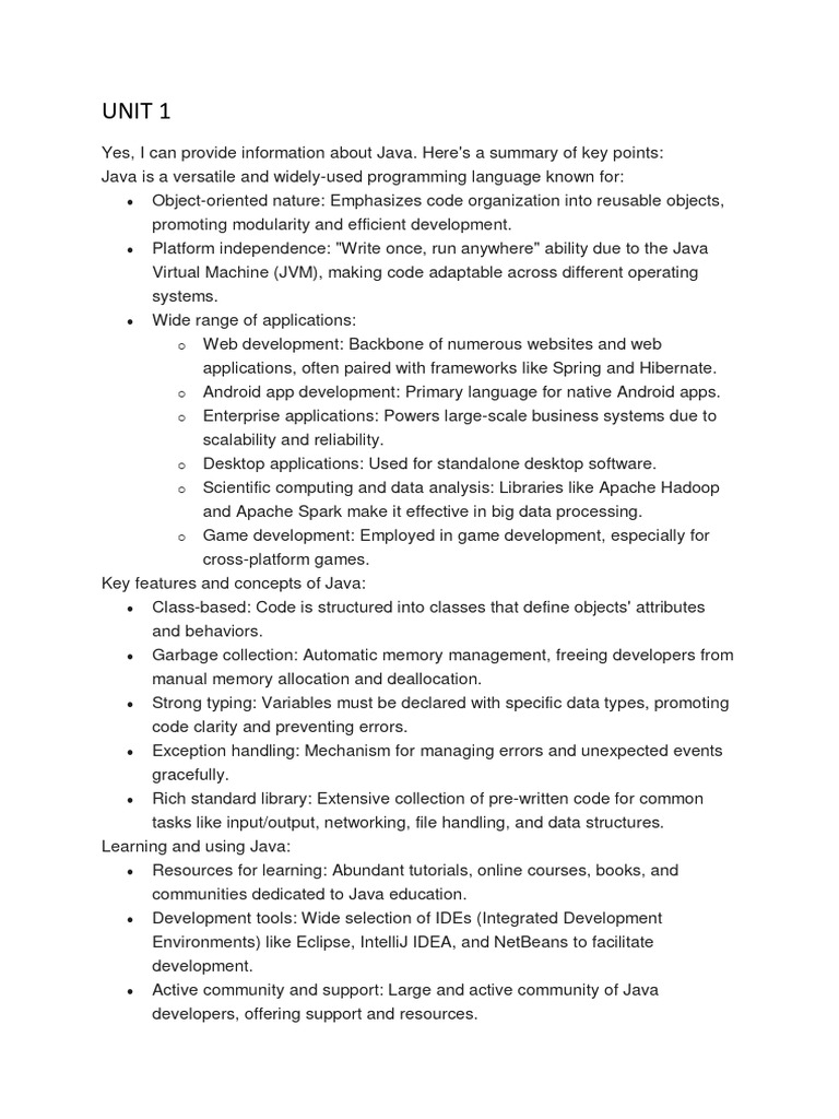 Unit 1java Pdf Class Computer Programming Method Computer Programming 6296