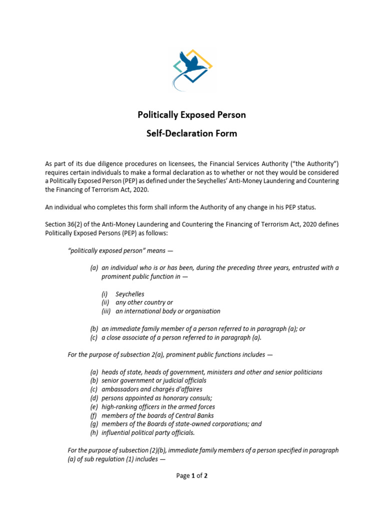 PEP Self-Declaration Form Guide | PDF | Business Law | Business