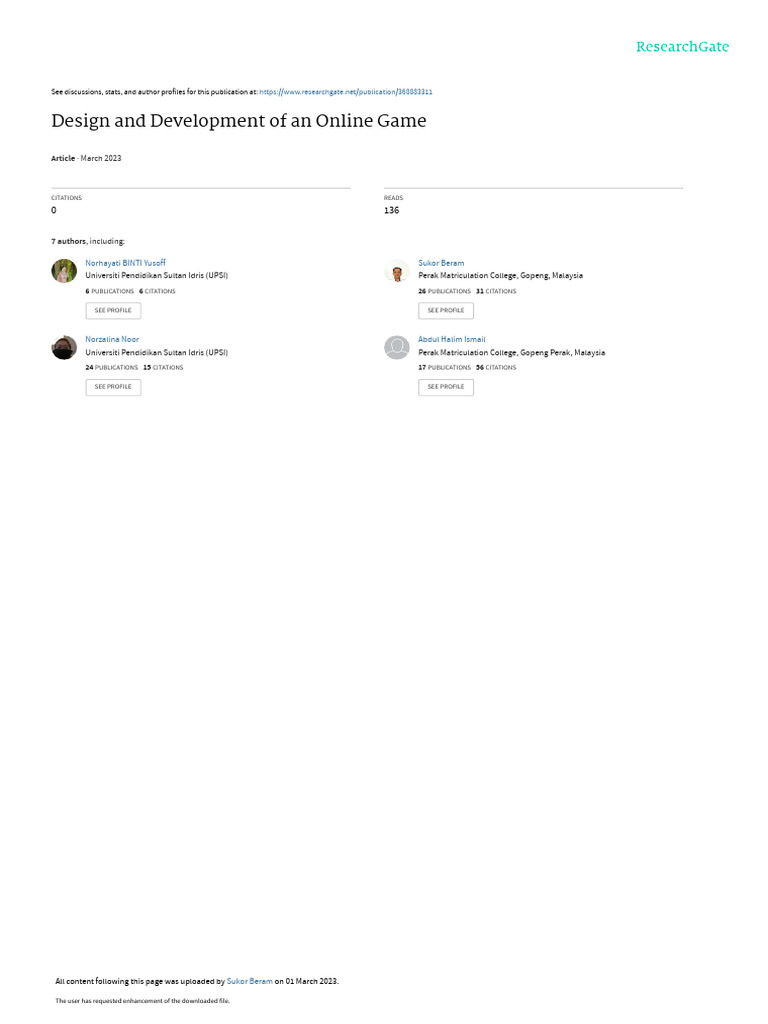 2023 Designand Developmentofan Online Game | PDF | Usability | Learning