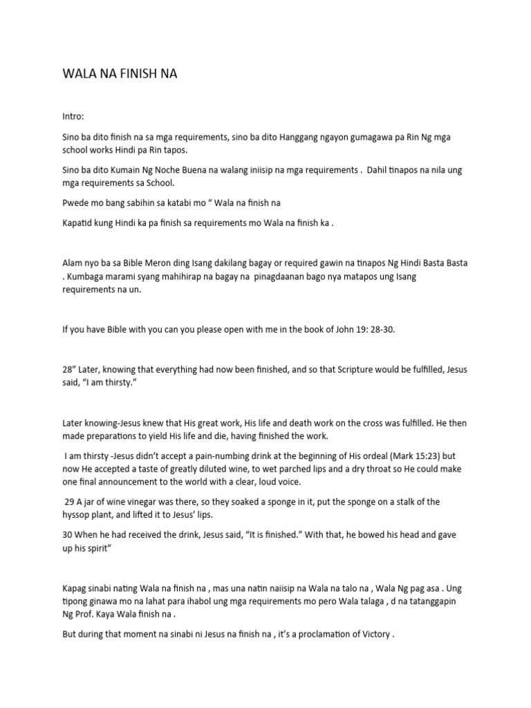 Wala Na Finish Na | PDF