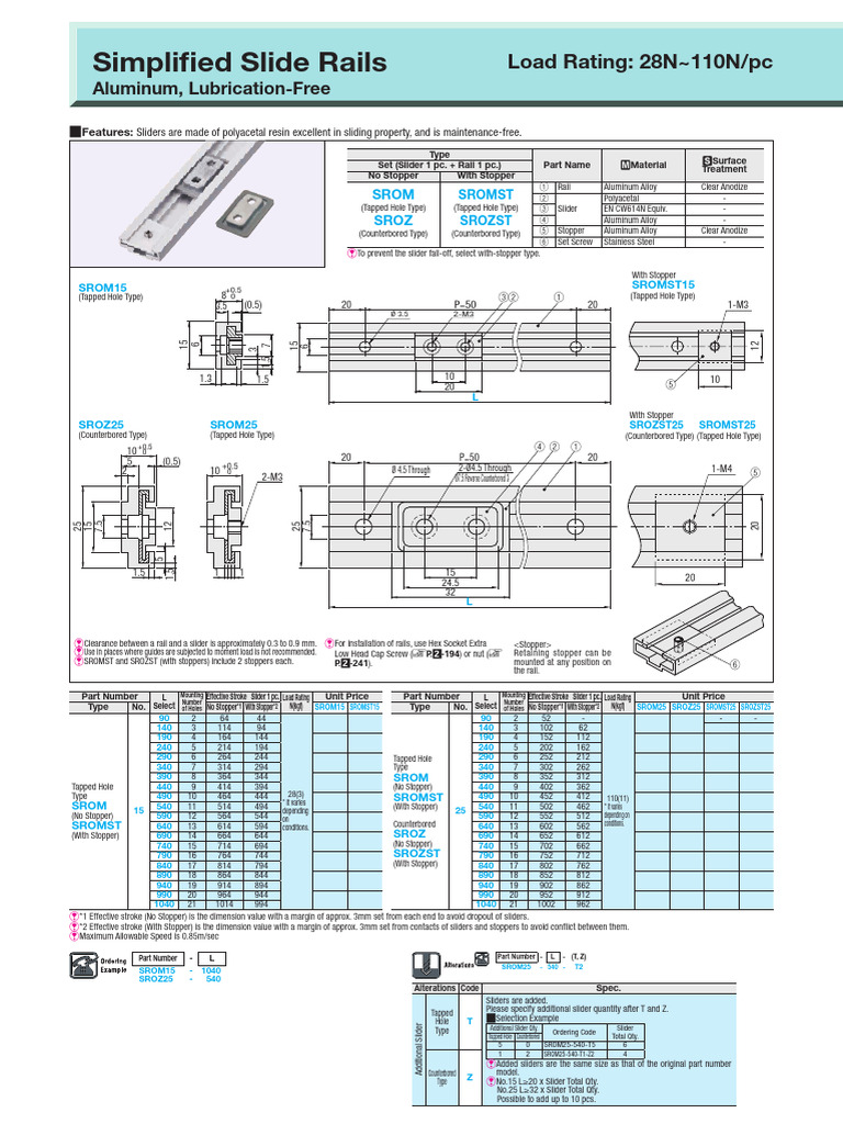 SIMPLIFIED SLIDE RAILS - Ref Misumi 28-110N | PDF | Stainless Steel ...