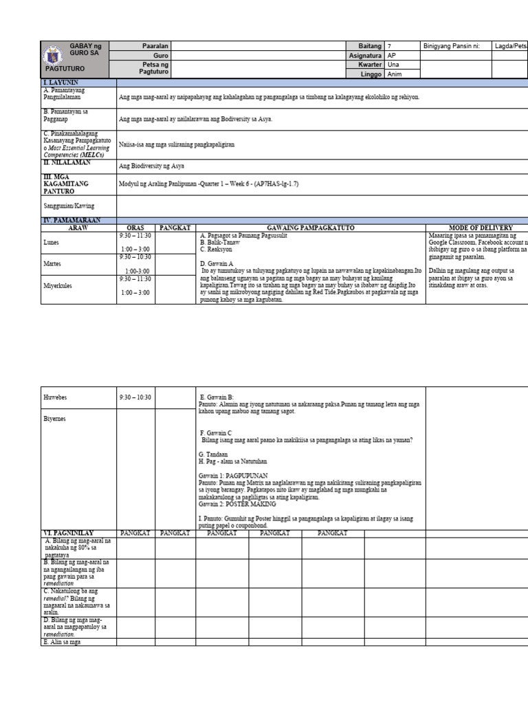 Gabay NG Guro Sa Pagtuturo Sa AP q1 Week 6 | PDF
