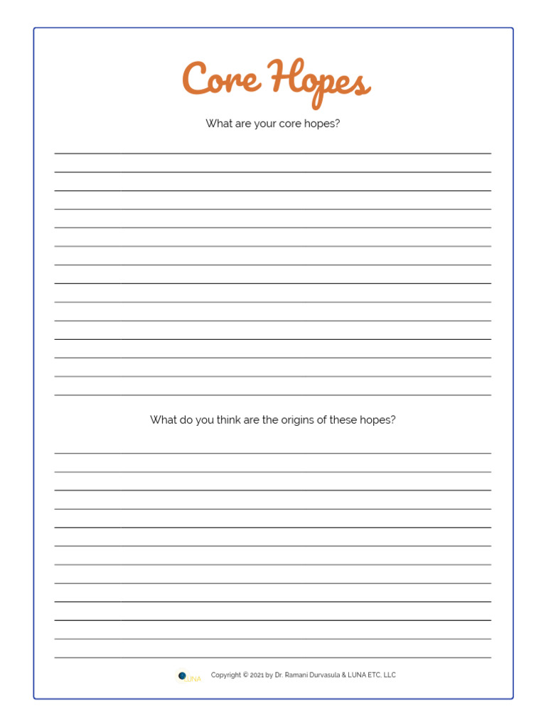 5 Core Hopes Worksheet | PDF