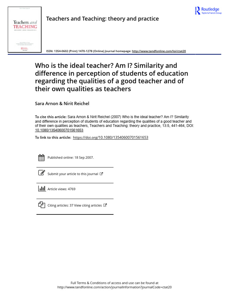 Who Is The Ideal Teacher Am I Similarity and Difference in Perception ...