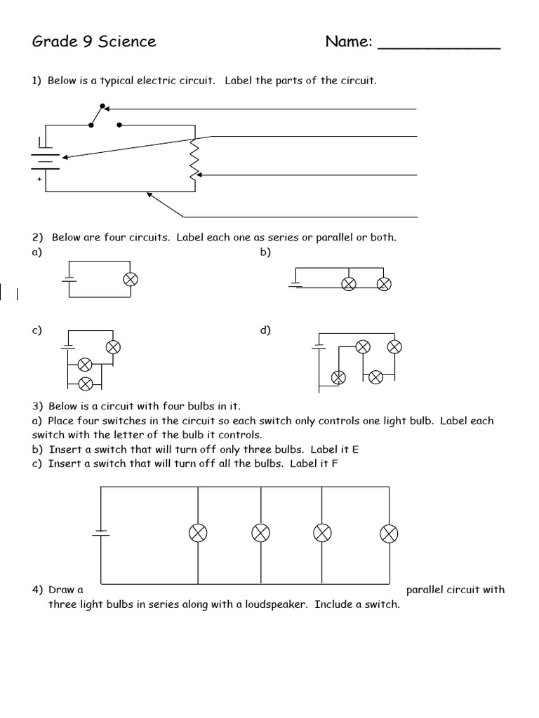 Electricity Test - Circuits and Ohm's Law Y9 | PDF | Series And ...