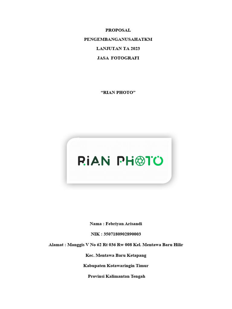 Proposal Tkm Lanjutan 2023 Rian Photo | PDF