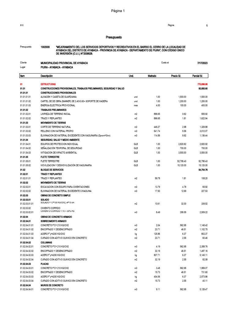 00 Presupuesto Adicional | PDF | Hormigón | Fundación (Ingeniería)
