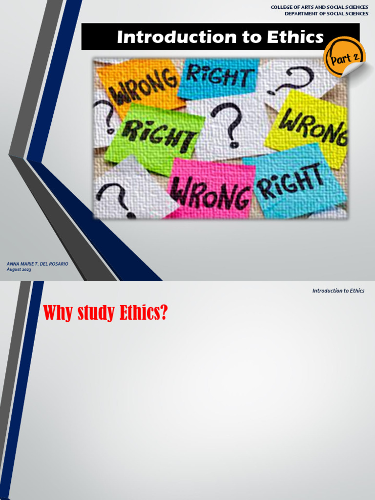 Introduction To Ethics - Part 2 | PDF | Reason | Cognition